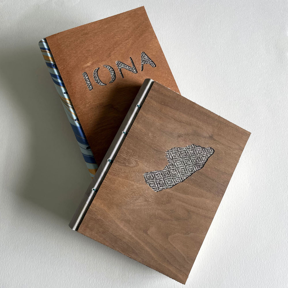 Iona tweed and wood books - Baile Mòr Books